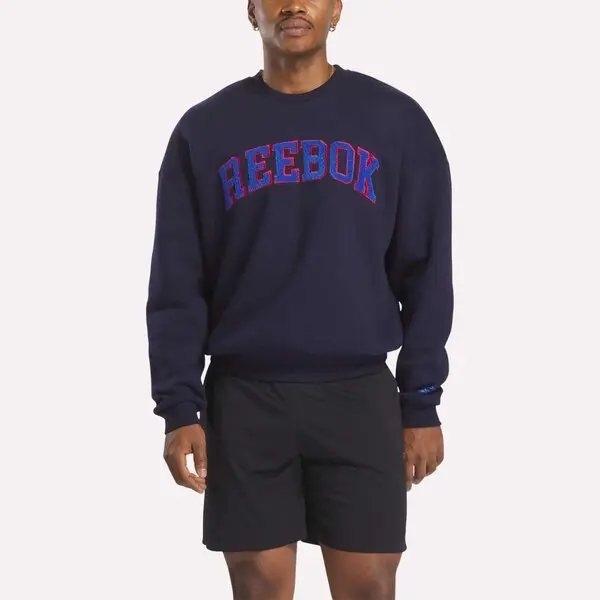 REEBOK Crewneck Sweatshirt With Textured Bouclé Fleece - Vector Navy