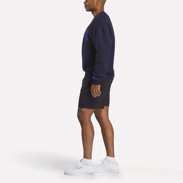 REEBOK Crewneck Sweatshirt With Textured Bouclé Fleece - Vector Navy