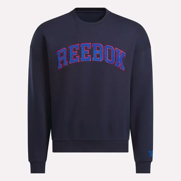 REEBOK Crewneck Sweatshirt With Textured Bouclé Fleece - Vector Navy