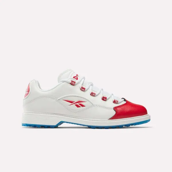 REEBOK Spikeless Golf Shoes With Leather Upper And Contrasting Toe - White/vector Red