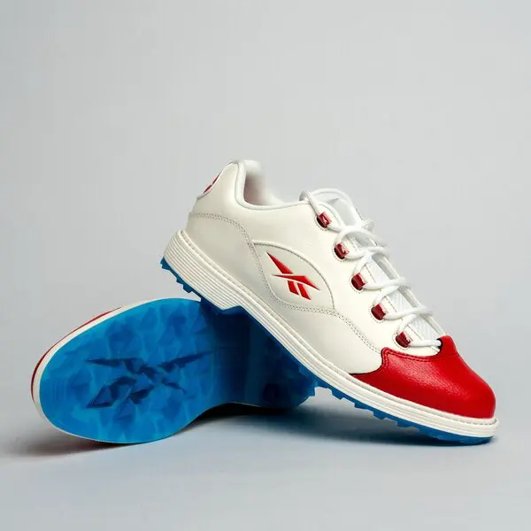 REEBOK Spikeless Golf Shoes With Leather Upper And Contrasting Toe - White/vector Red