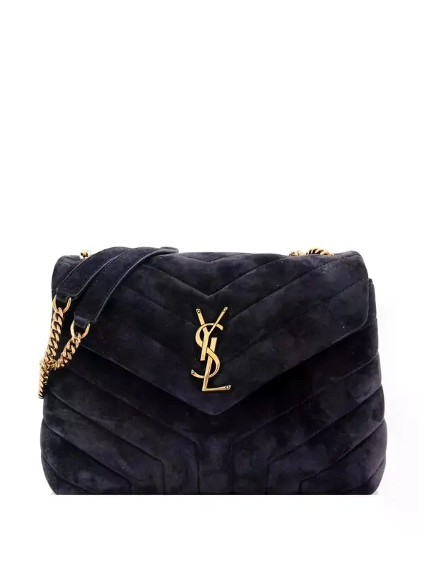 Saint Laurent Loulou Matelasse Chevron Small Shoulder Bag - Blue