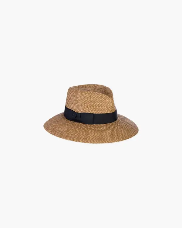 Eric Javits Squishee Straw Phoenix Fedora - Natural Black
