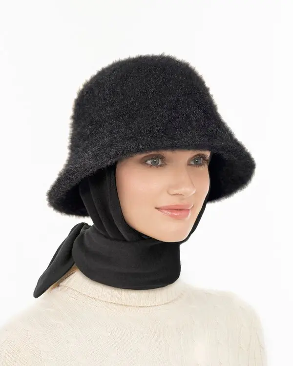 Eric Javits Fuzzy Nylon Bucket Hat - Black