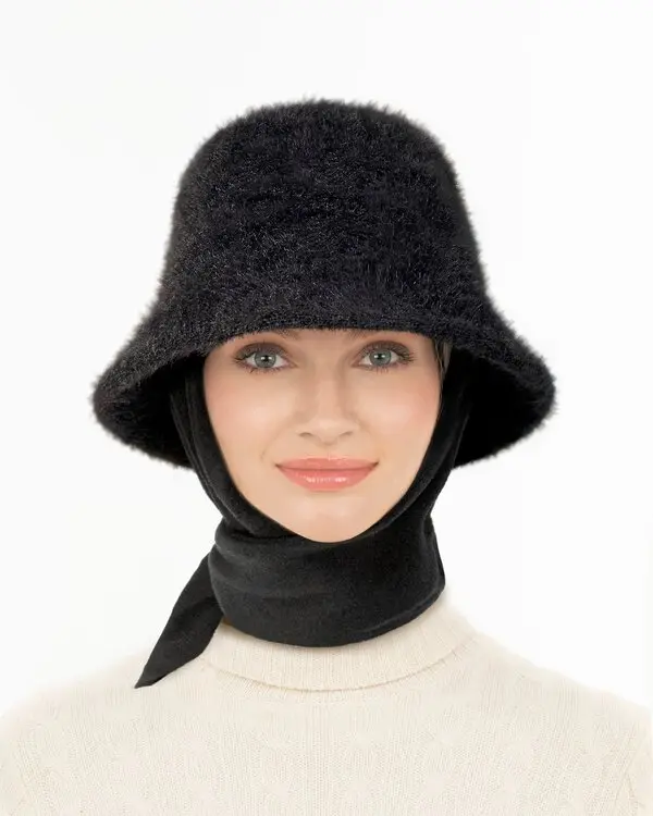 Eric Javits Fuzzy Nylon Bucket Hat - Black