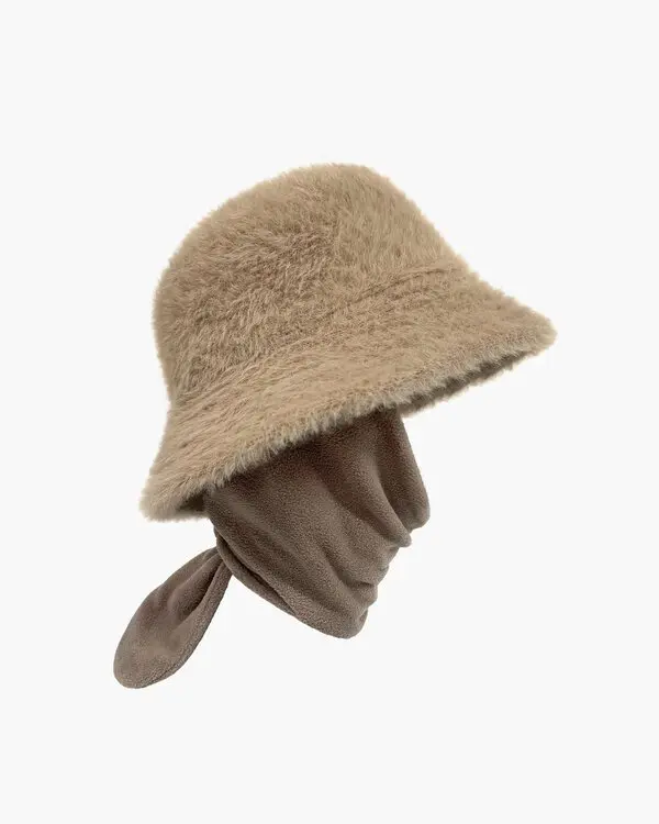 Eric Javits Fuzzy Nylon Bucket Hat - Buff