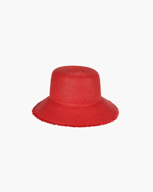 Eric Javits Squishee Bucket Straw Hat - Red
