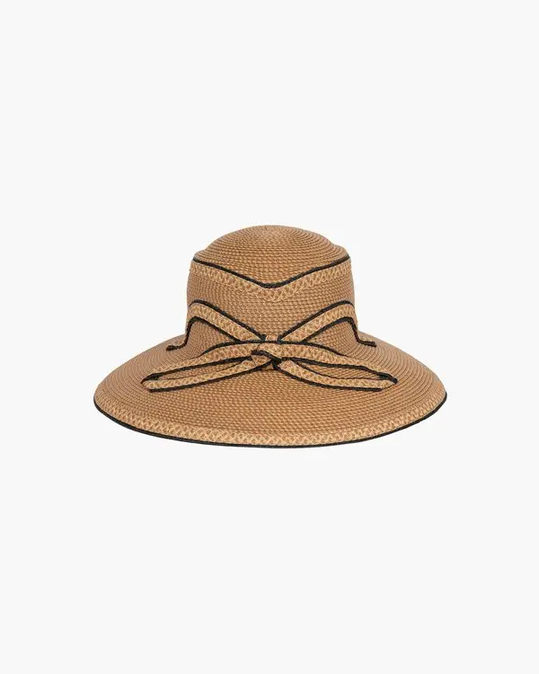 Eric Javits Squishee Straw Sun Visor With Bow Detail - Natural Black