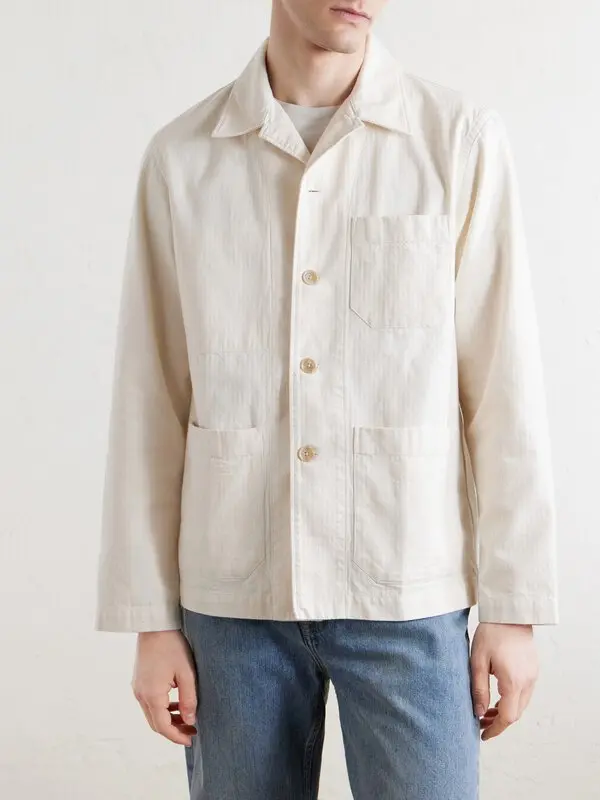 Hartford Perry Herringbone Cotton Jacket - Neutrals