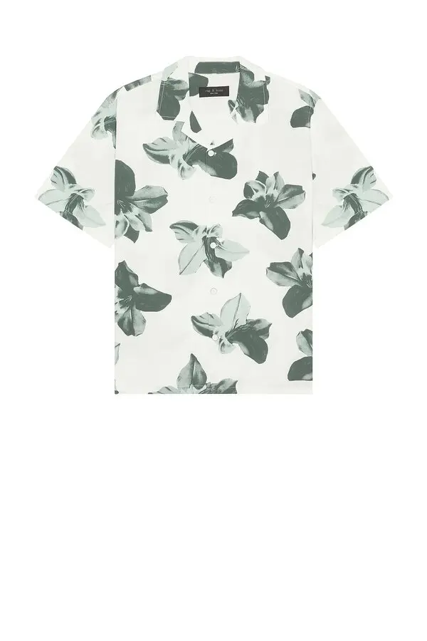 Rag & Bone Avery Printed Shirt In White - Mint