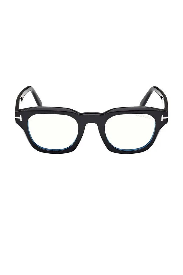 TOM FORD Blue Block Optical Square Acetate Glasses - Black