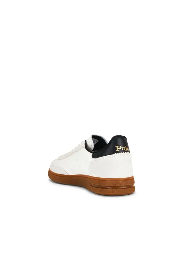 Polo Ralph Lauren Bedford Leather & Suede Low Top Sneaker In White - White & Black