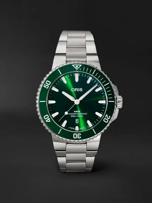 ORIS Aquis Date Automatic 43.5mm Stainless Steel Watch - Green