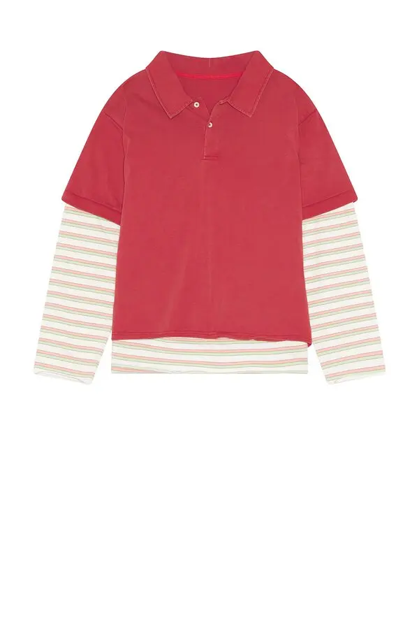 FOUND Double Layer Stripe Tee In Red