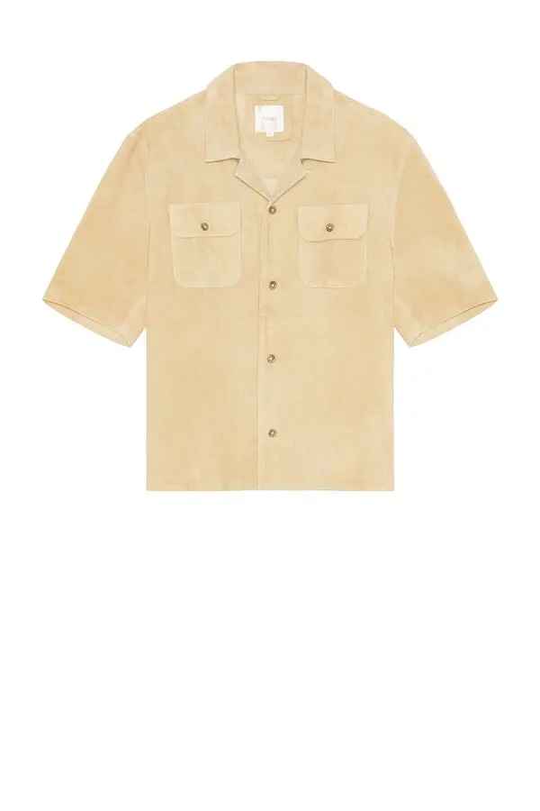 FOUND Suede Short Sleeve Camp Shirt