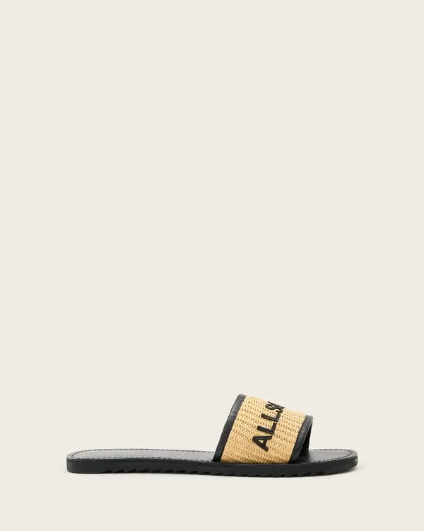 ALLSAINTS Hoxton Single Strap Sliders - Black/natural