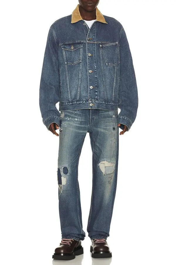 JW Anderson Corduroy Collar Denim Jacket - Mid Blue