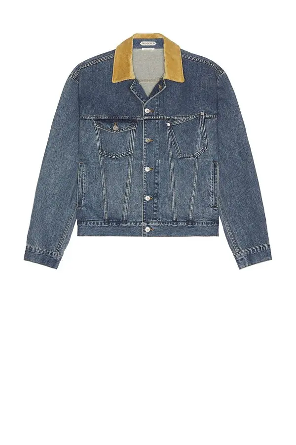JW Anderson Corduroy Collar Denim Jacket - Mid Blue