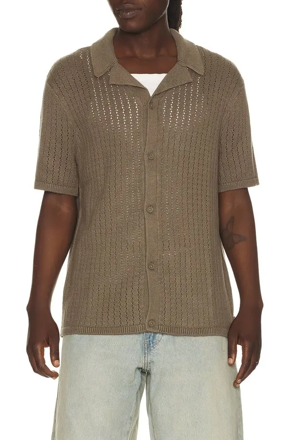 LEVI'S Costa Knit Camp Shirt In Brown - Bungee Cord