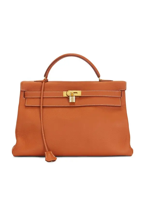 Hermès Taurillon Clemence Kelly 40 Handbag - Gold