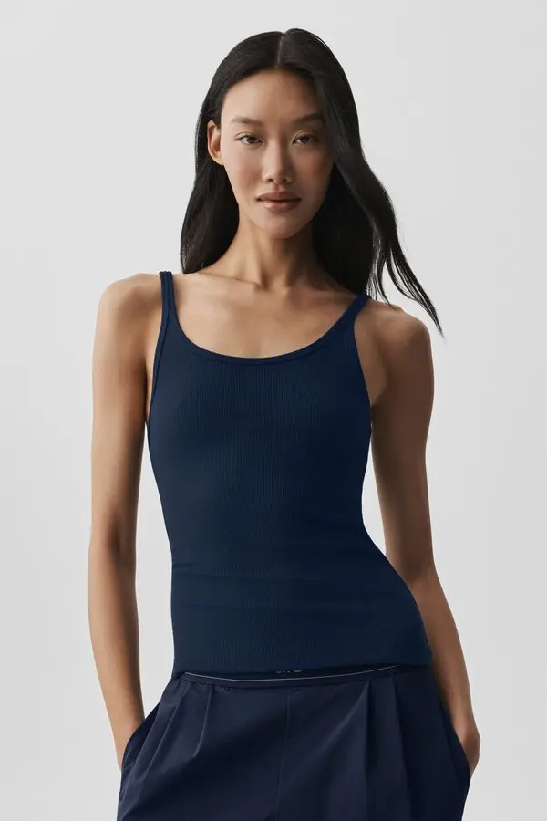 Alo Yoga Ribbed Adore Tank Top - Navy