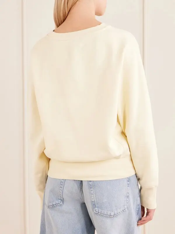 ANINE BING Appliquéd Cotton-fleece Sweatshirt - Neutrals