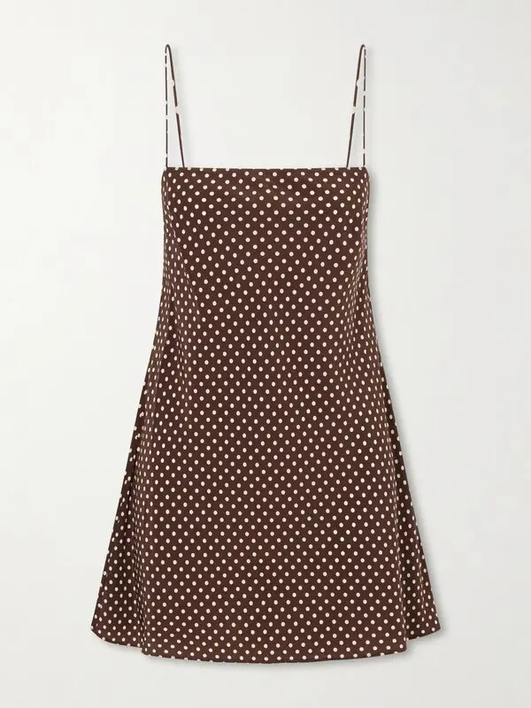 Matteau Polka-dot Silk Crepe De Chine Mini Dress - Brown