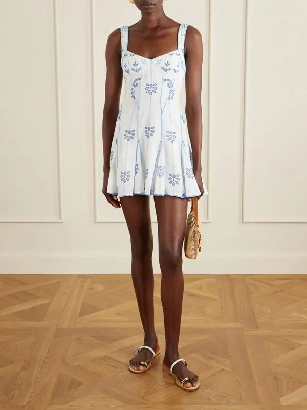Charo Ruiz Ibiza Arissa Broderie Anglaise Mini Dress - Blue