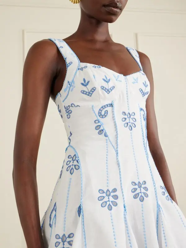 Charo Ruiz Ibiza Arissa Broderie Anglaise Mini Dress - Blue