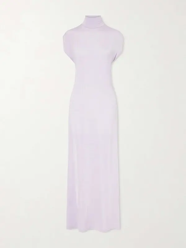 COLLEEN ALLEN Open-back Jersey Turtleneck Gown - Lilac