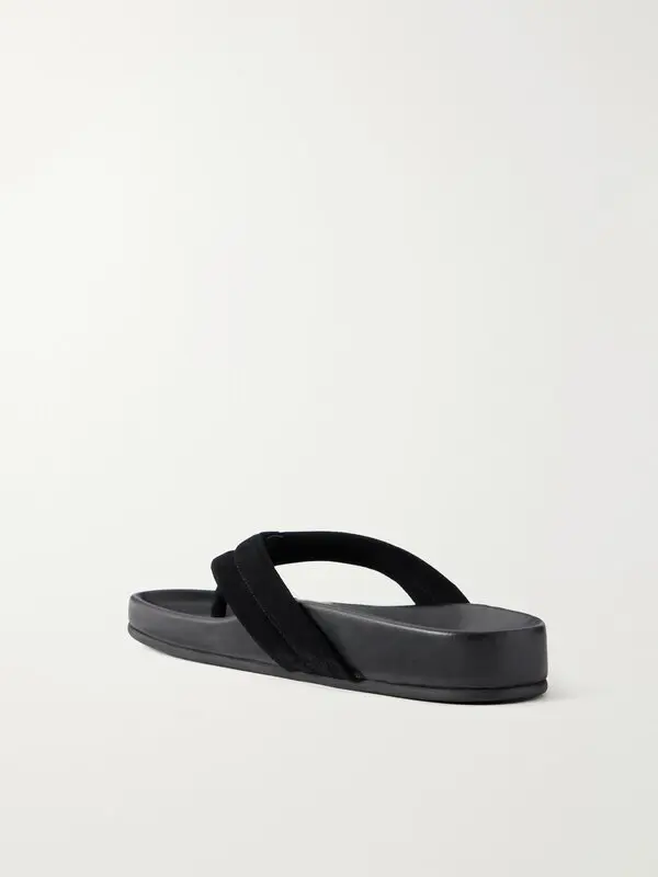 ST. AGNI Suede Platform Thong Sandals - Black
