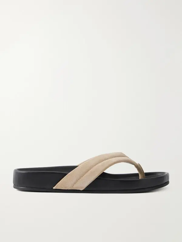 ST. AGNI Suede Platform Thong Sandals - Neutrals
