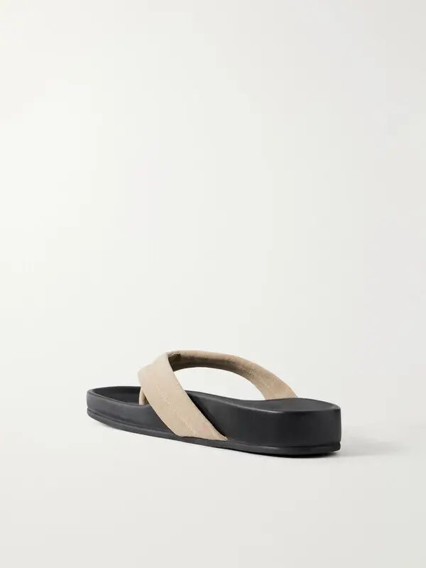 ST. AGNI Suede Platform Thong Sandals - Neutrals