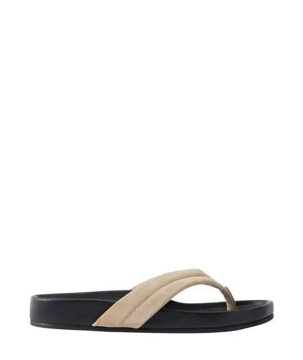 ST. AGNI Suede Platform Thong Sandals - Neutrals