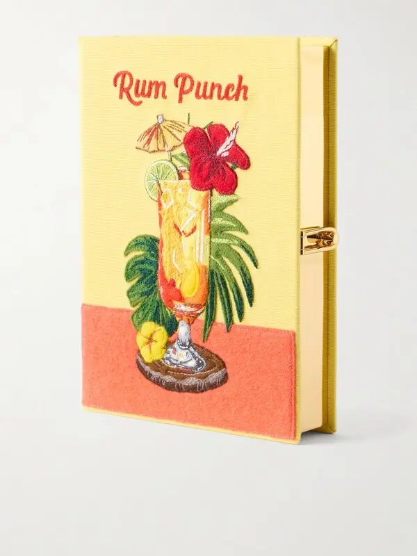 OLYMPIA LE-TAN Rum Punch Appliquéd Embroidered Canvas Clutch - Yellow