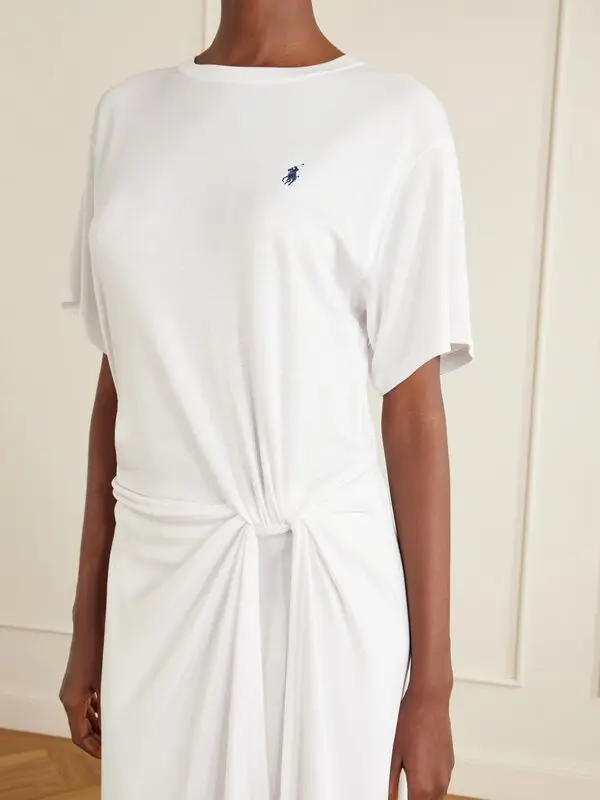 ralph lauren white jersey dress Polo Ralph Lauren Gathered Jersey Maxi Dress - White