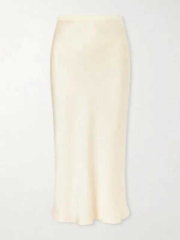 ANINE BING Bar Silk Midi Skirt - Neutrals
