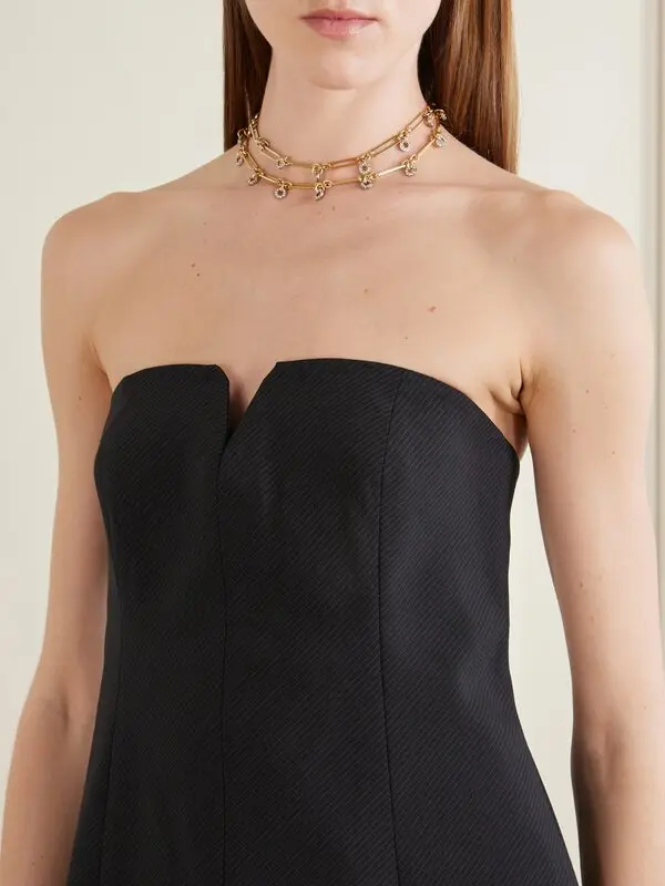ST. AGNI Strapless Pinstriped Top