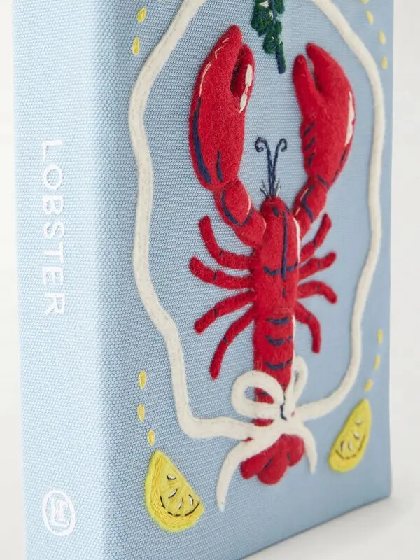OLYMPIA LE-TAN Lobster Appliquéd Embroidered Canvas Clutch - Blue