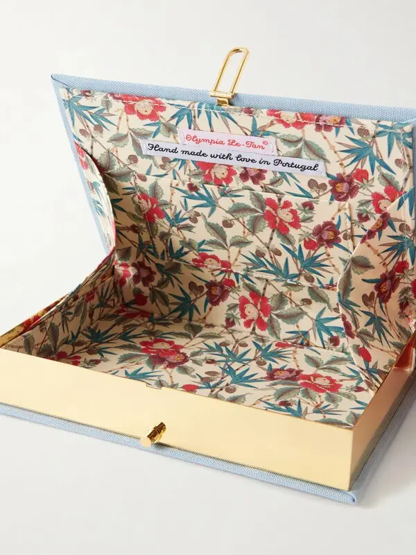 OLYMPIA LE-TAN Lobster Appliquéd Embroidered Canvas Clutch - Blue