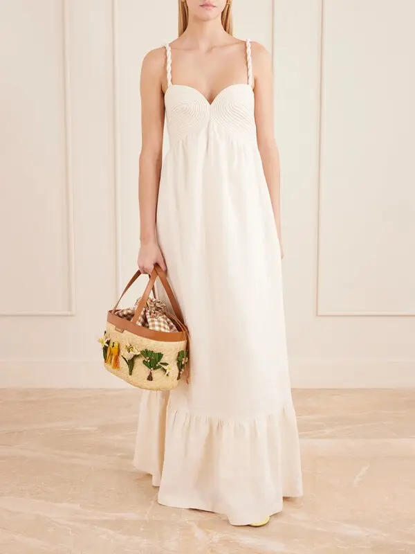 AQUAZZURA Birdsong Appliquéd Raffia Tote