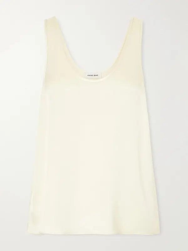 ANINE BING Lea Silk Tank - Neutrals