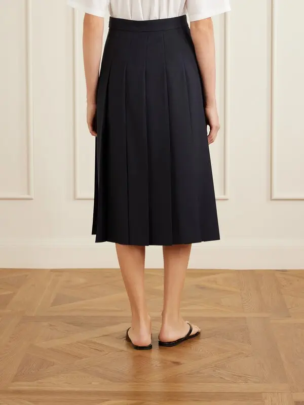 Auralee Pleated Wool And Mohair-blend Midi Skirt