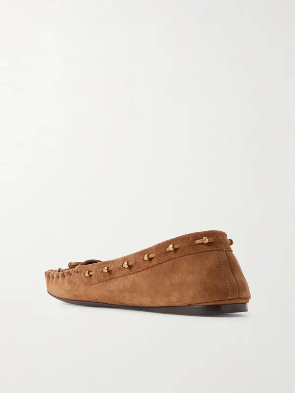 Khaite Milly Embellished Suede Loafers - Brown