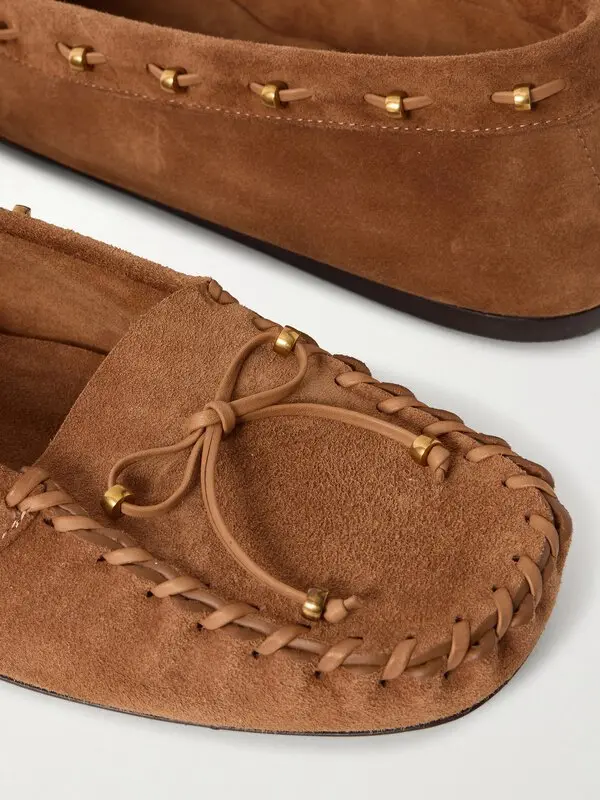Khaite Milly Embellished Suede Loafers - Brown