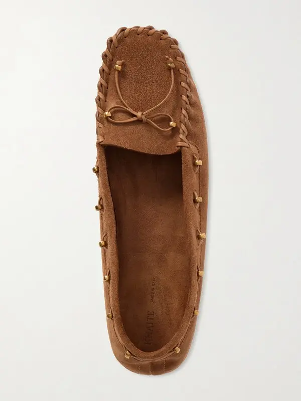 Khaite Milly Embellished Suede Loafers - Brown