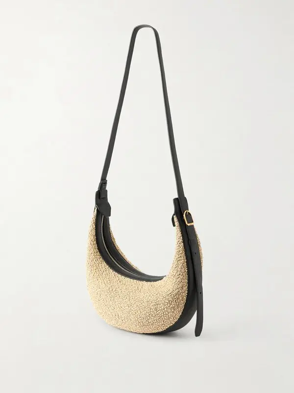 Khaite Augustina Small Leather-trimmed Raffia Shoulder Bag