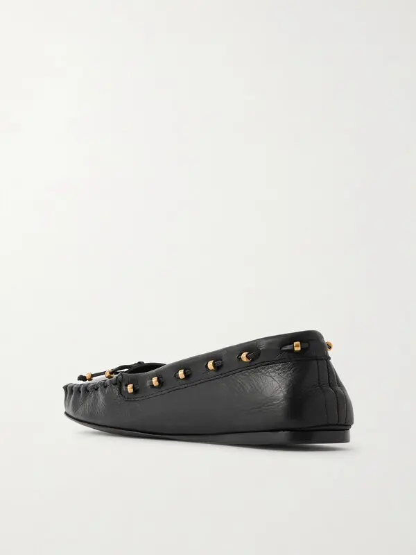 Khaite Milly Embellished Textured-leather Loafers - Black