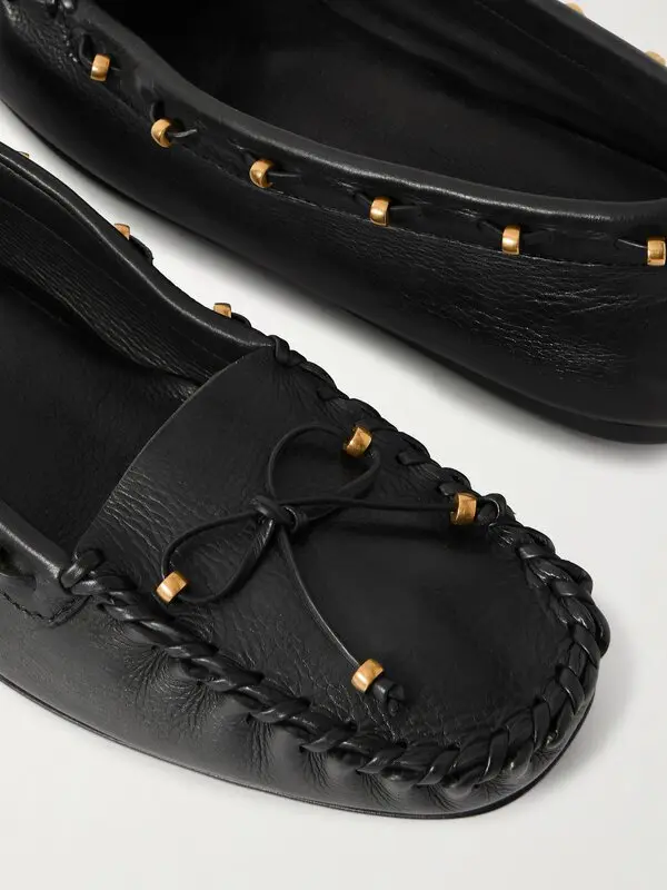 Khaite Milly Embellished Textured-leather Loafers - Black