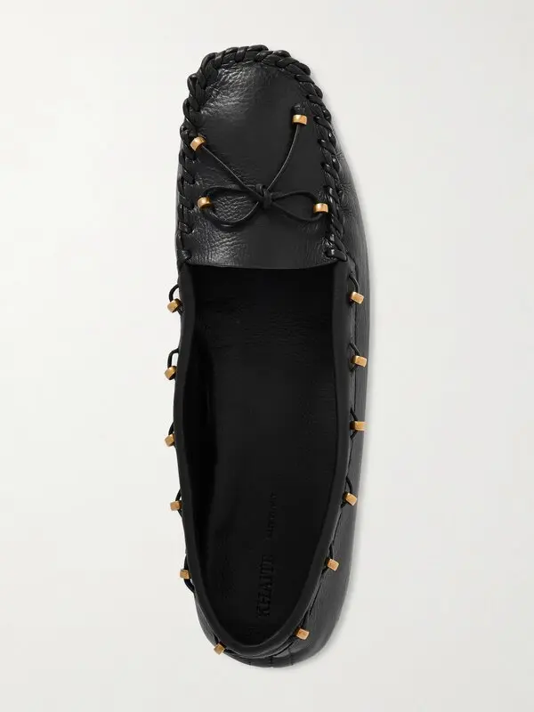 Khaite Milly Embellished Textured-leather Loafers - Black